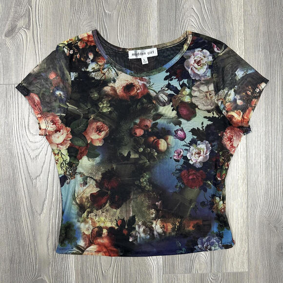 Madden Girl | Tops | Madden Girl Dark Floral Mesh Top | Poshmark